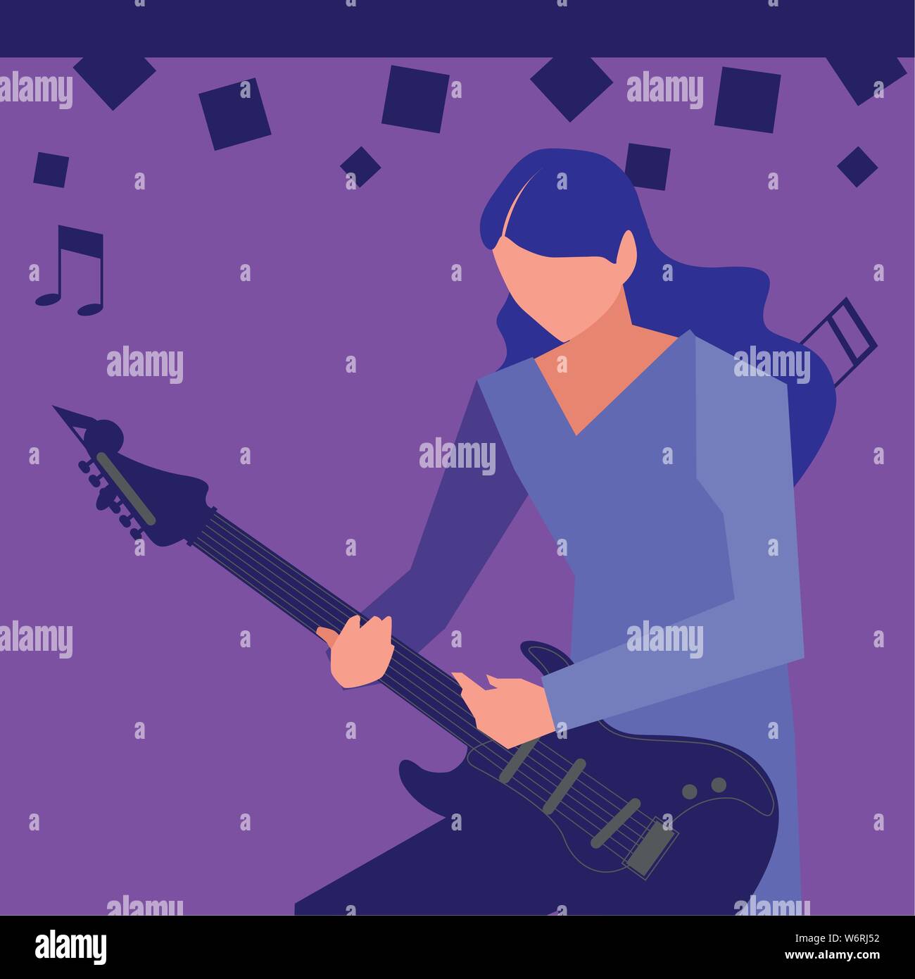musician man electric guitar playing vector illustration Stock Vector ...
