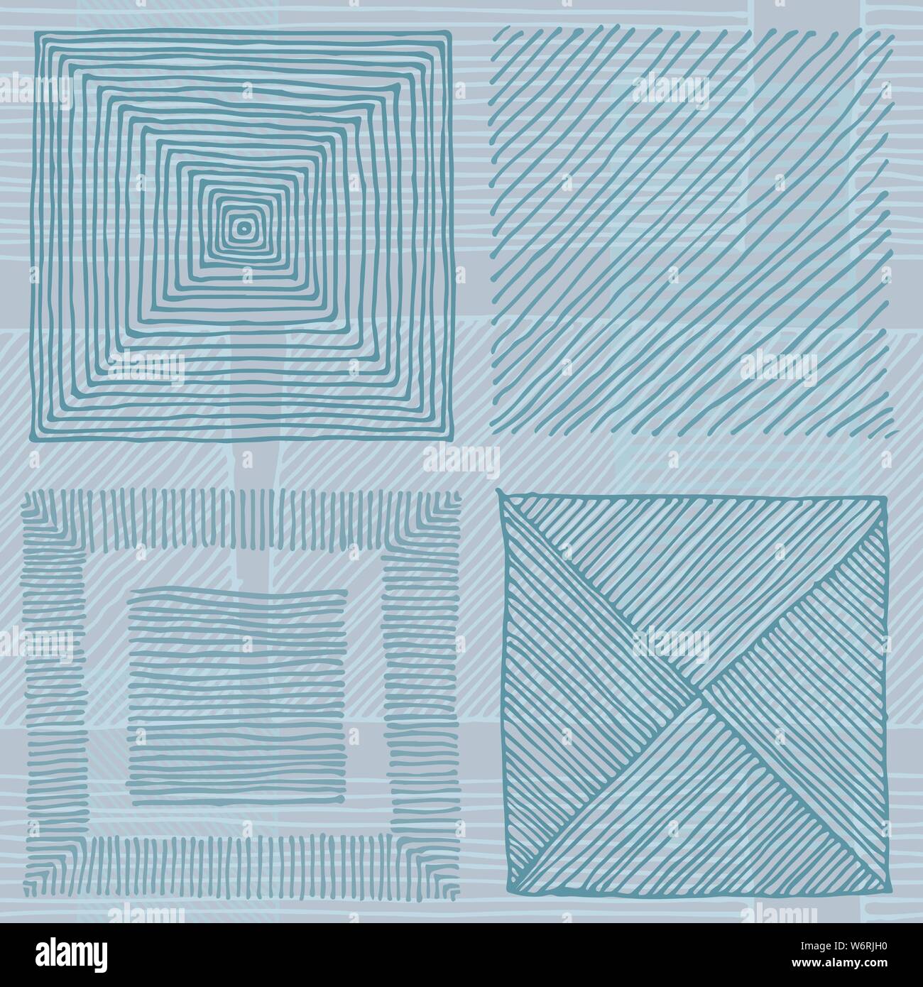 Hand-drawn blue linear endless texture. Template for design and ...