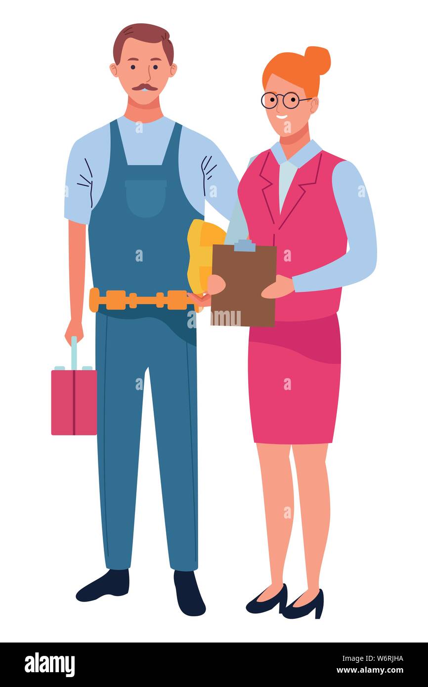 Professionals workers couple smiling cartoons Stock Vector Image & Art ...