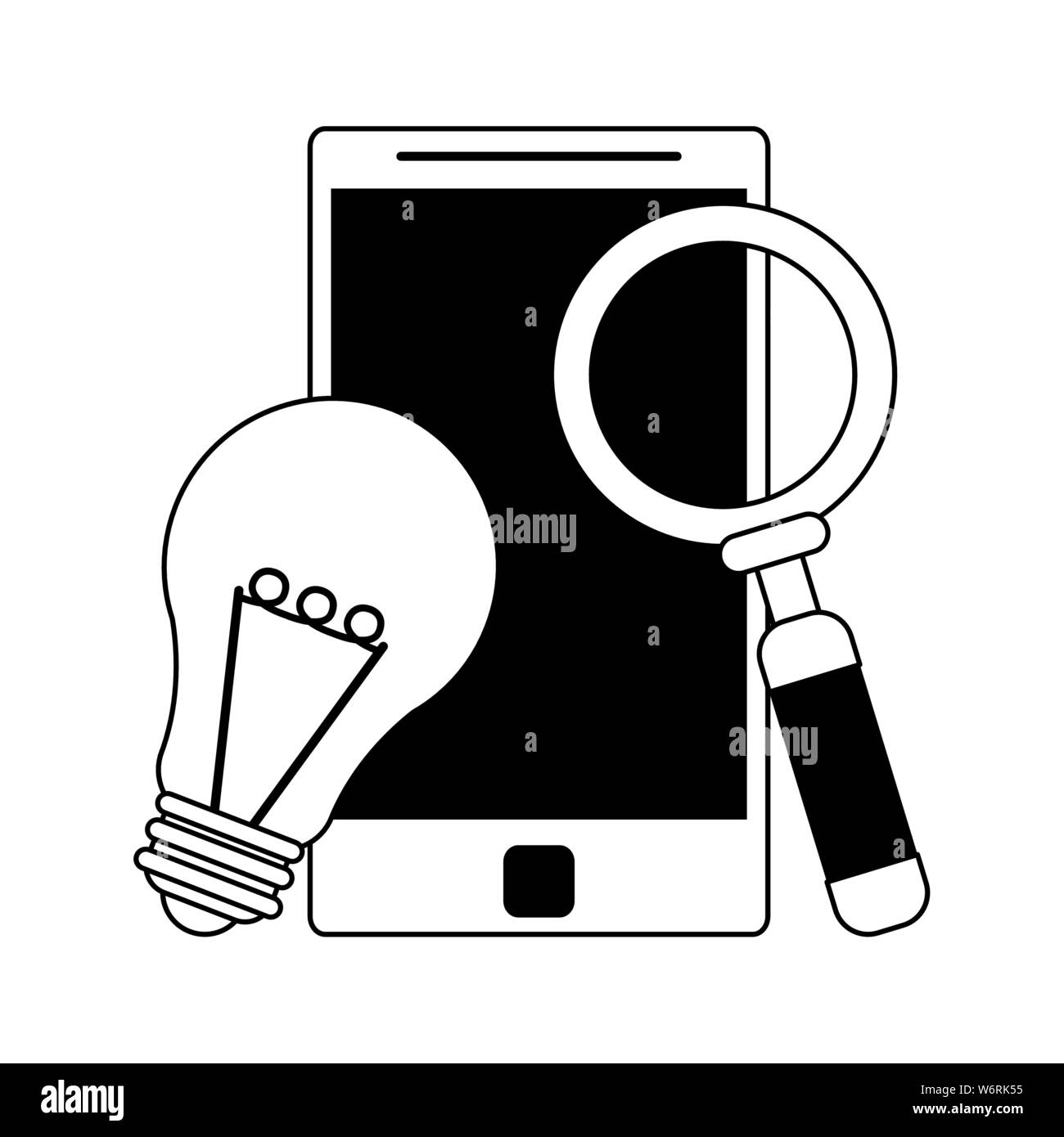 technology digital modern hardware cartoon in black and white Stock ...