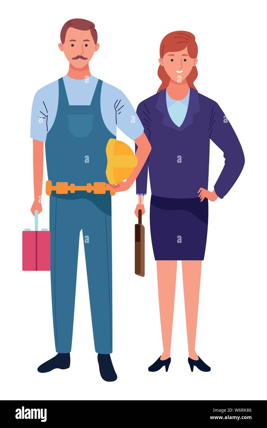Professionals workers couple smiling cartoons Stock Vector Image & Art ...