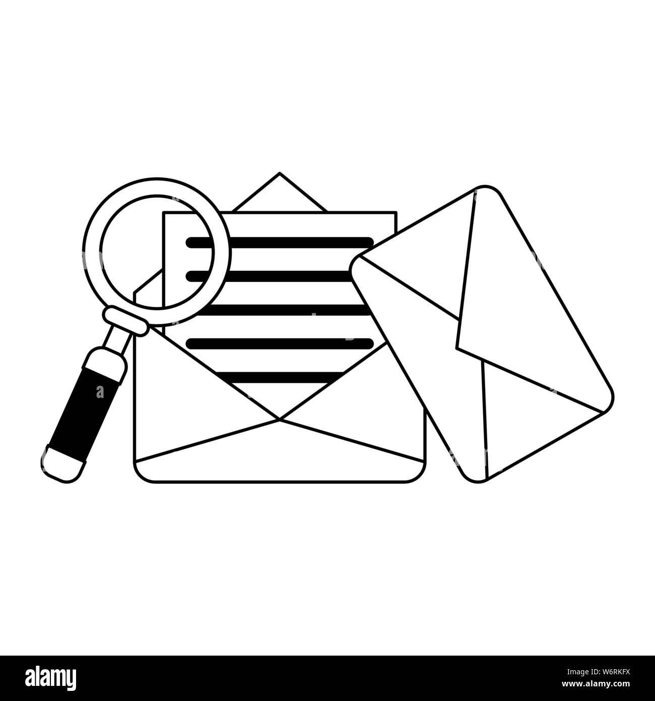 email message post card cartoon in black and white Stock Vector Image ...