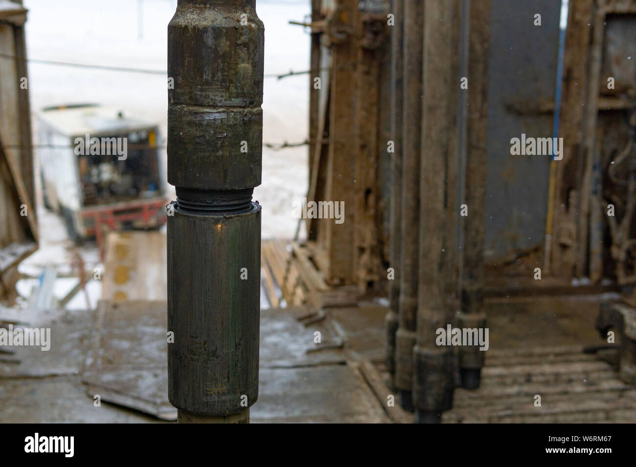 Offshore oil rig worker prepare tool and equipment for perforation oil ...