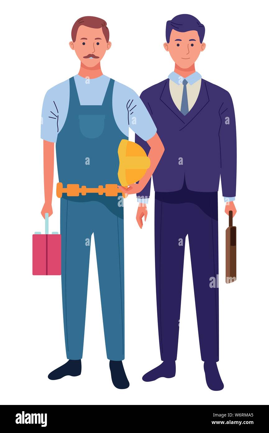 Professionals workers couple smiling cartoons Stock Vector Image & Art ...