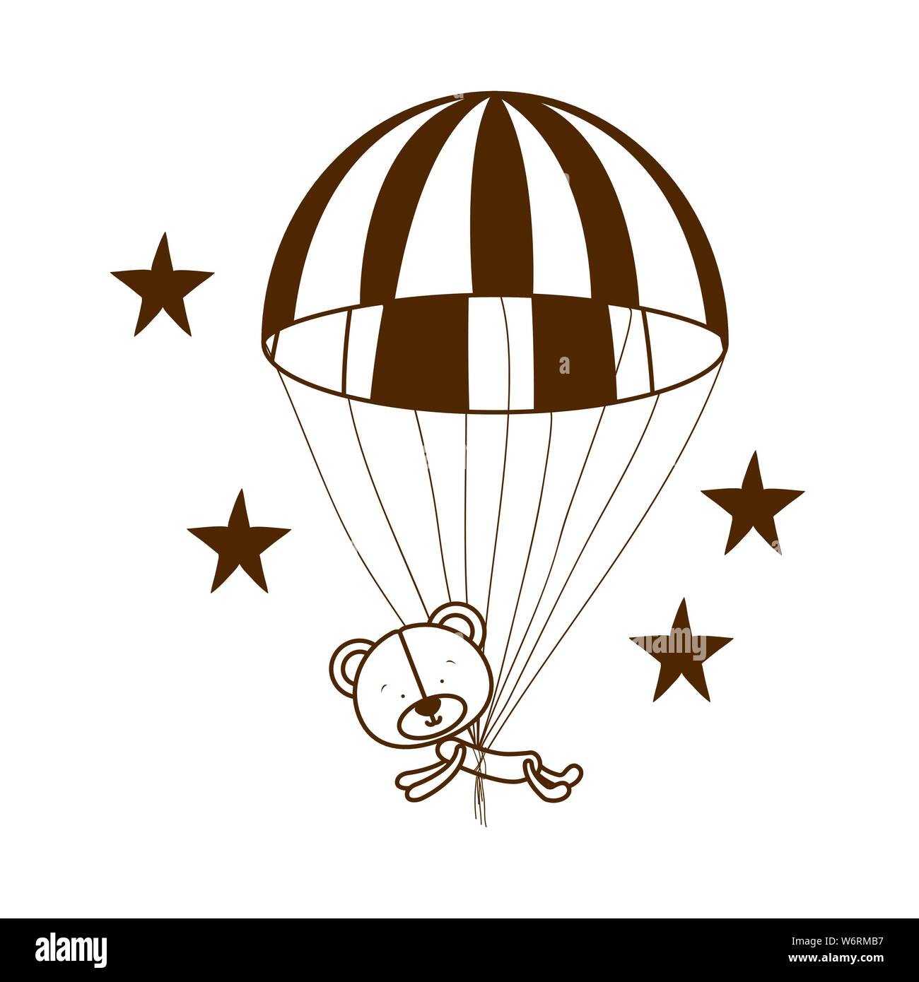 silhouette of bear on parachute on white background Stock Vector Image ...