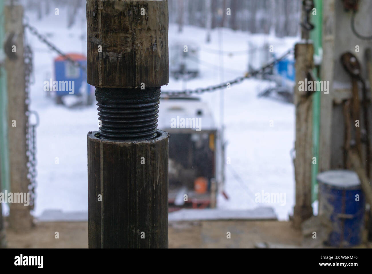 Offshore oil rig worker prepare tool and equipment for perforation oil ...