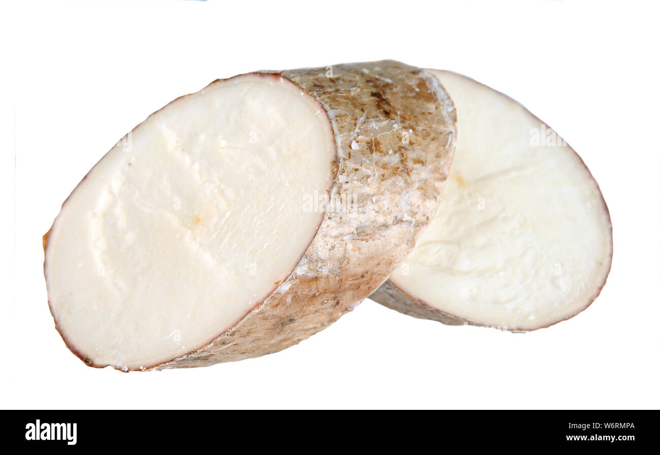 chopped cassava isolated on white background Stock Photo - Alamy