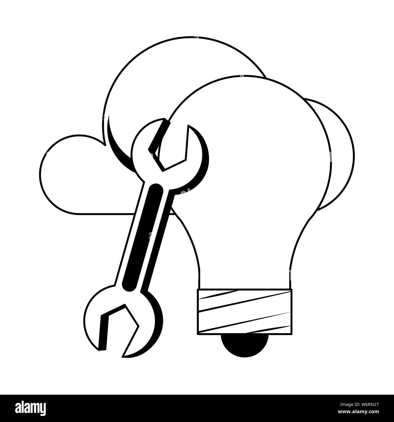 technology web digital hardware cartoon in black and white Stock Vector ...