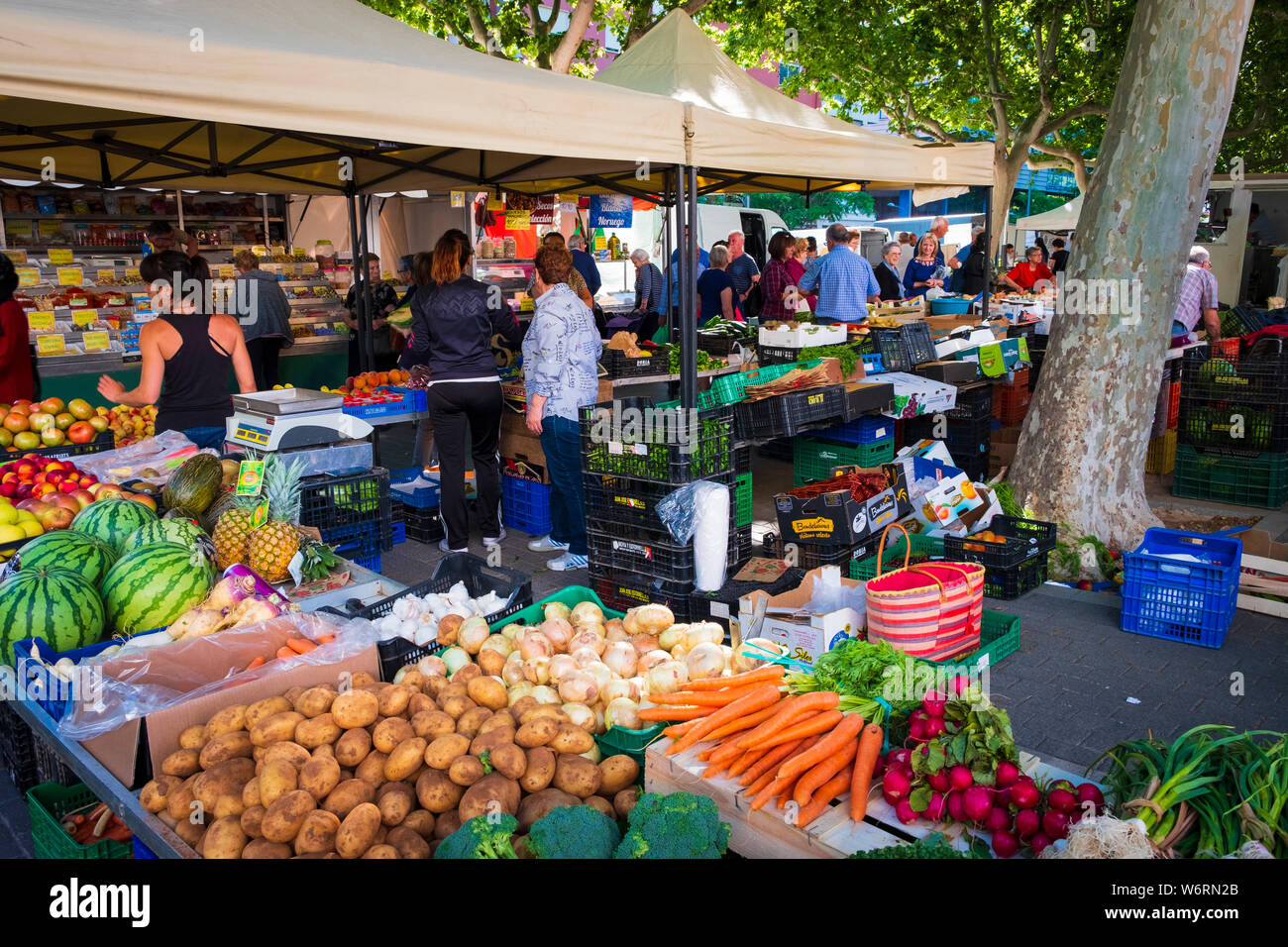 Fruit and vegetables stalls in the vibrant weekly Friday market at ...