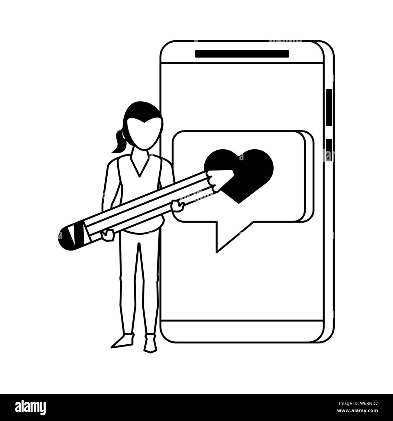 technology web digital hardware cartoon in black and white Stock Vector ...