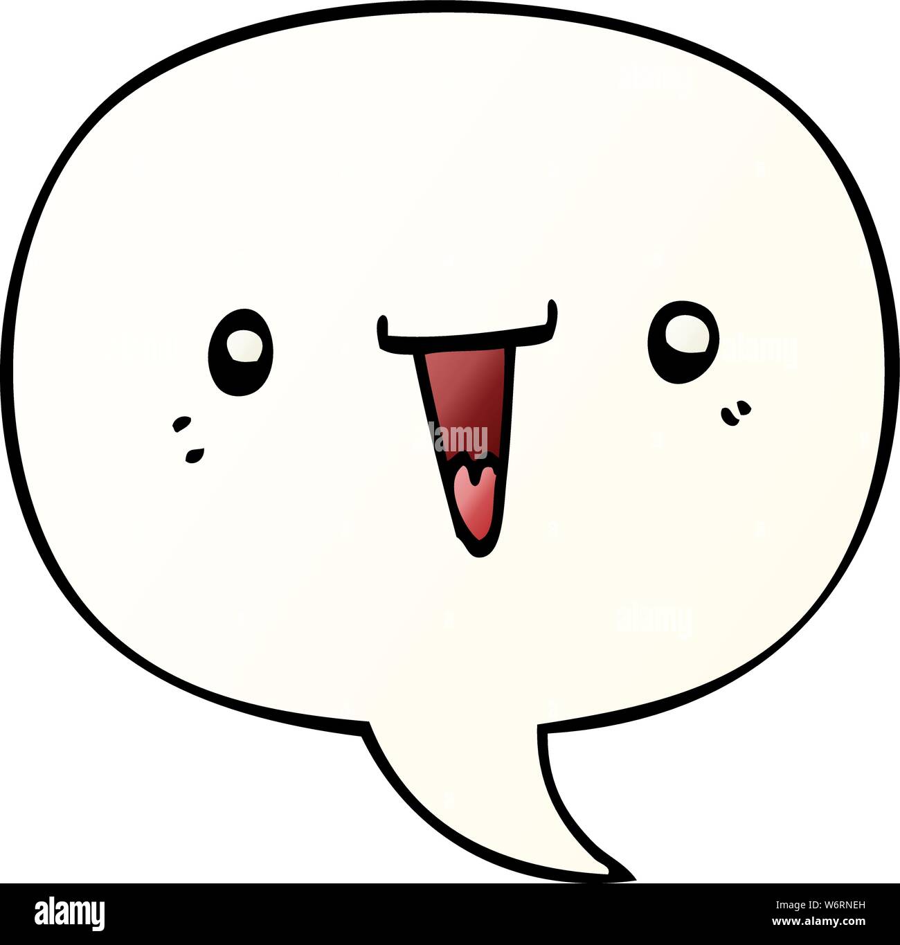 cute cartoon face with speech bubble in smooth gradient style Stock ...