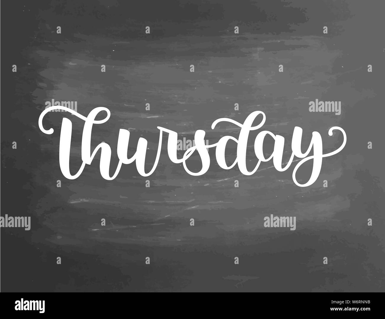 Thursday. Handwriting font by calligraphy. illustration on blackboard ...