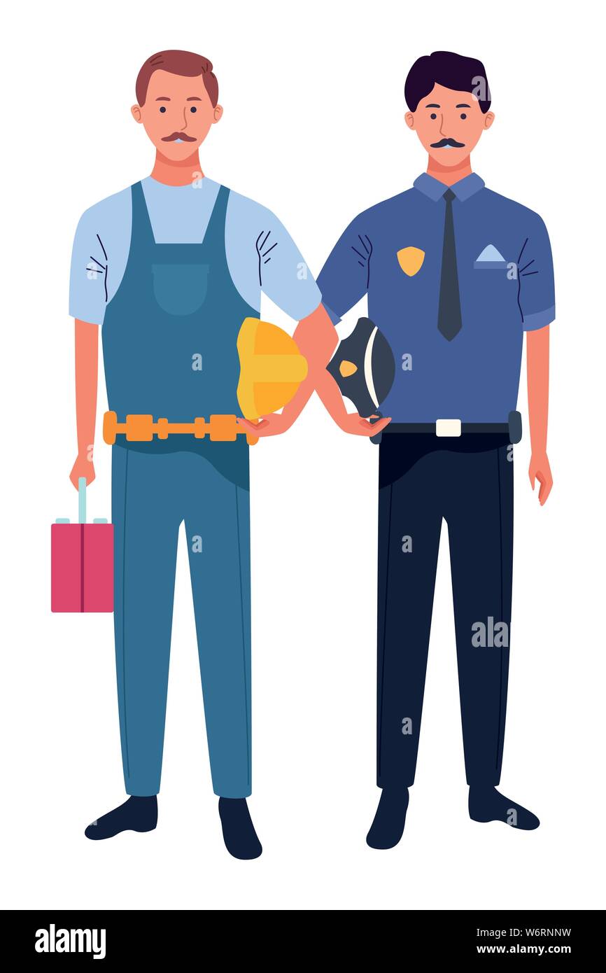 Professionals workers couple smiling cartoons Stock Vector Image & Art ...