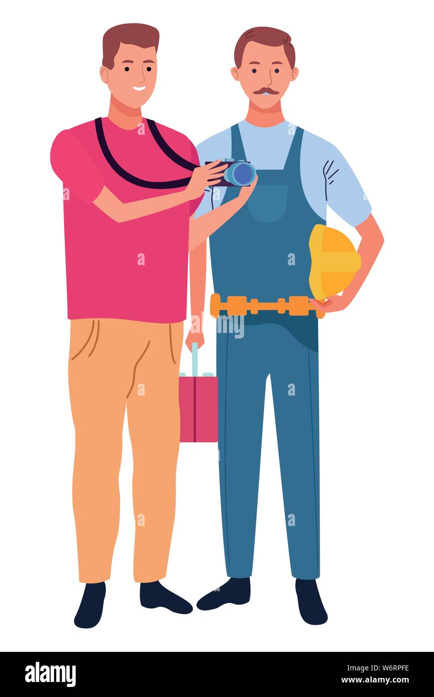 Professionals workers couple smiling cartoons Stock Vector Image & Art ...