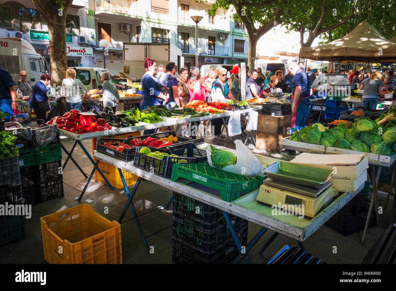 Fruit and vegetables stalls in the vibrant weekly Friday market at ...