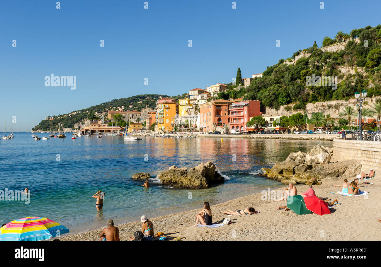 The medieval town of Villefranche-sur-mer, Cote d'Azur, France ...