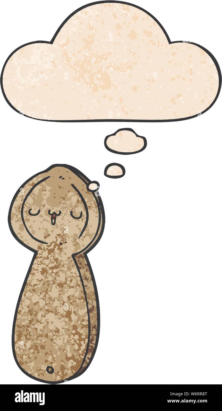 cartoon spoon with thought bubble in grunge texture style Stock Vector ...