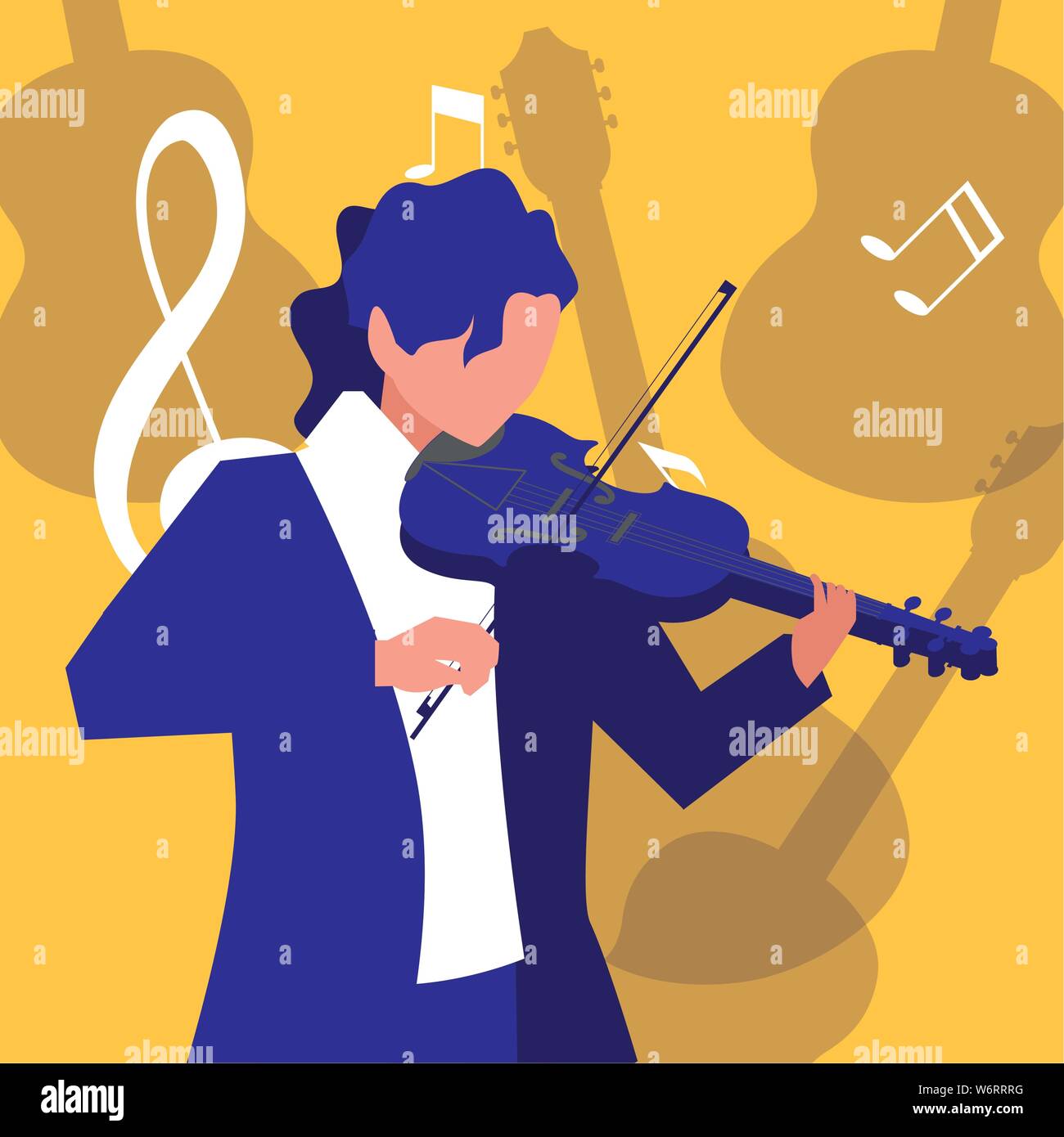 musician man violin playing music vector illustration Stock Vector ...