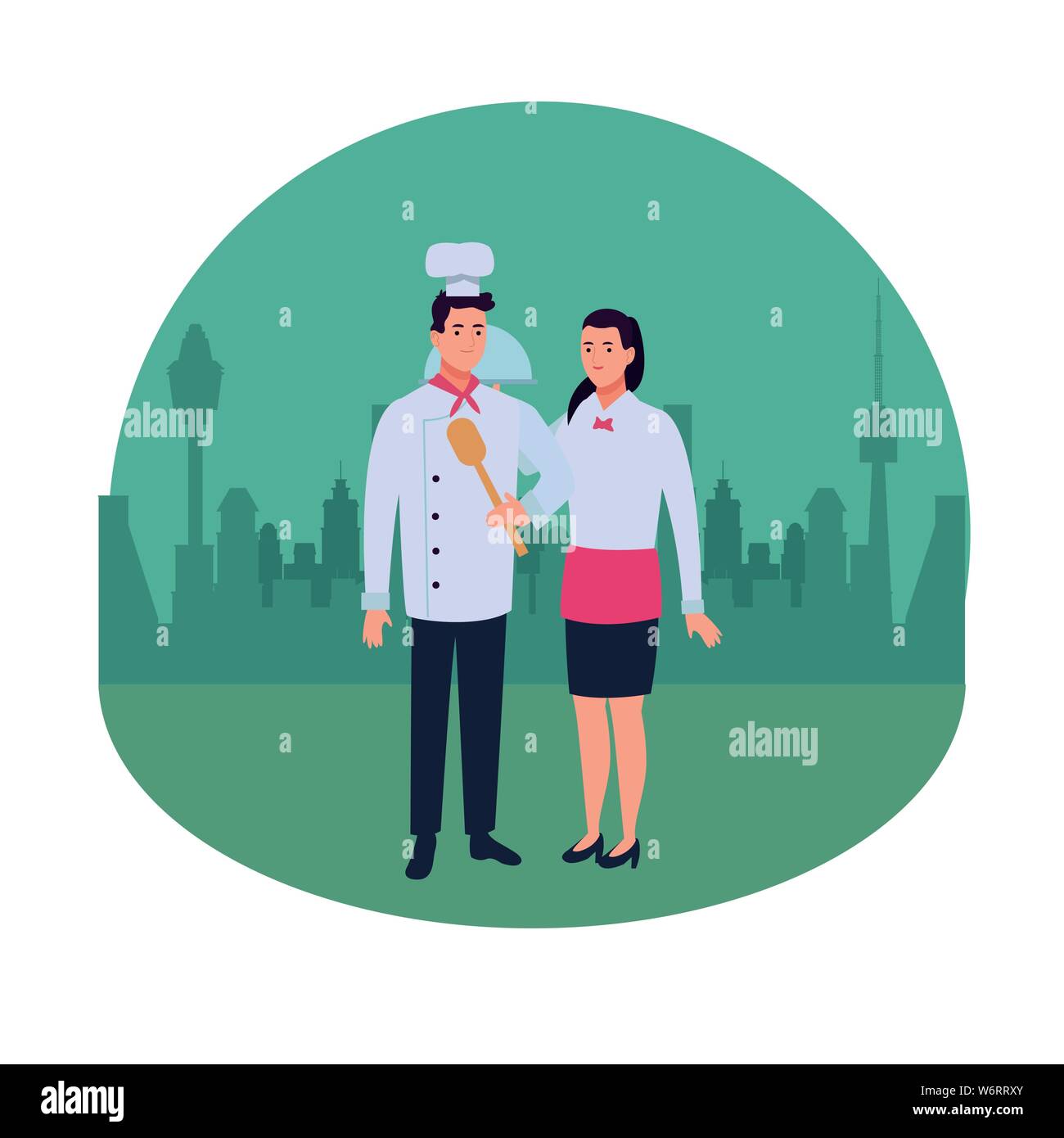 Professionals workers couple smiling cartoons Stock Vector Image & Art ...