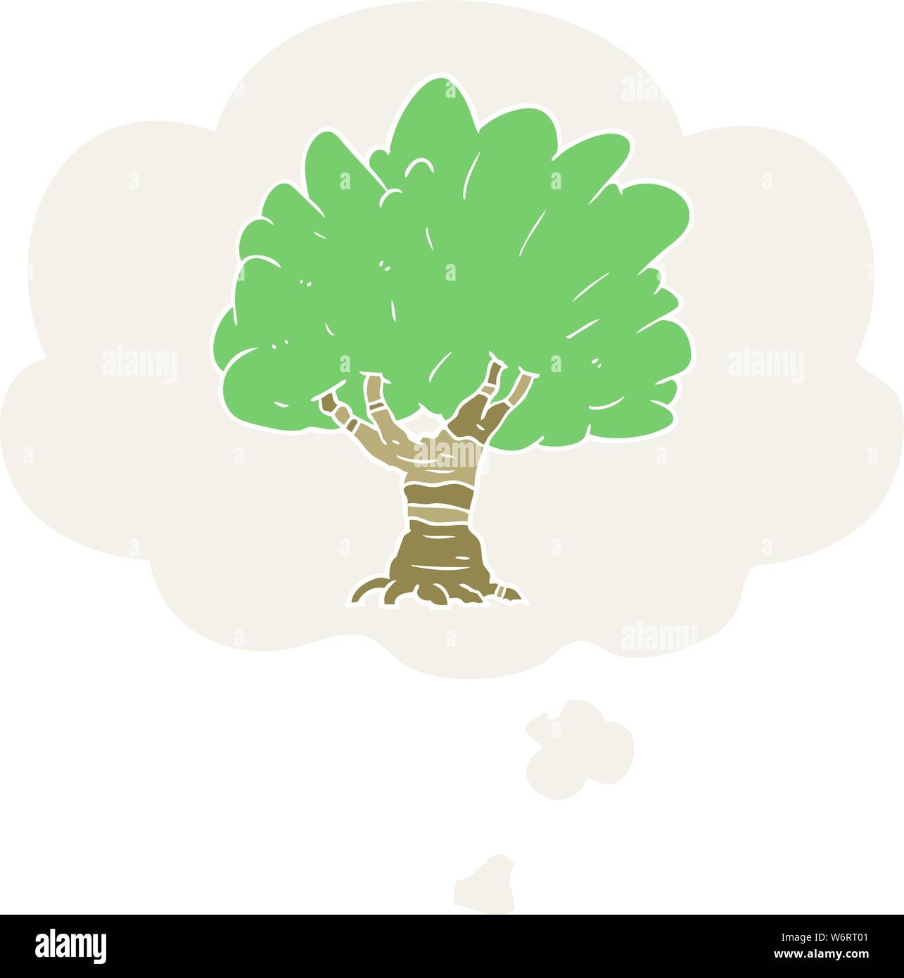 cartoon tree with thought bubble in retro style Stock Vector Image ...