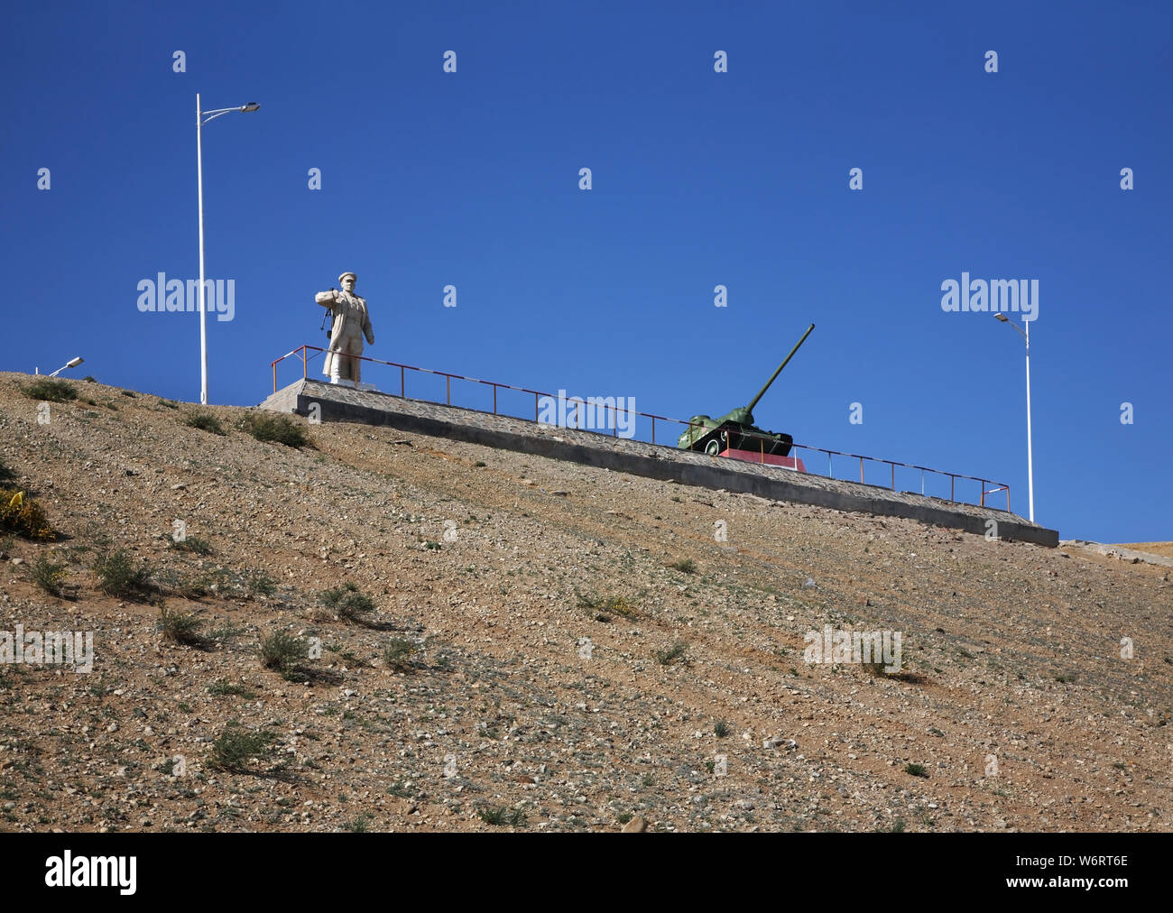 Monument to Dashiyn Danzanvaanchig and tank SU-100 in Sainshand ...
