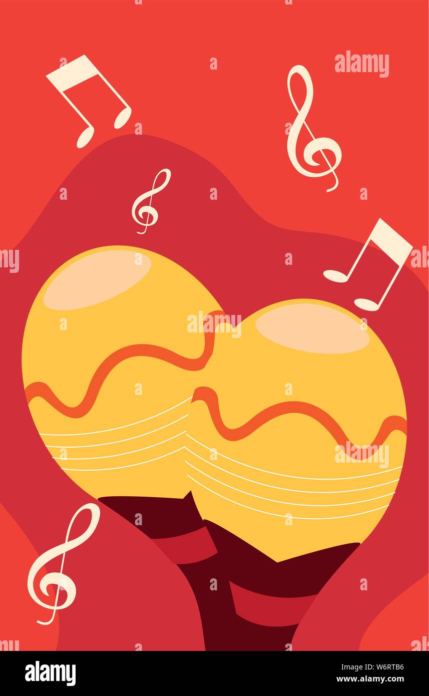 maracas musical on note background vector illustration Stock Vector ...
