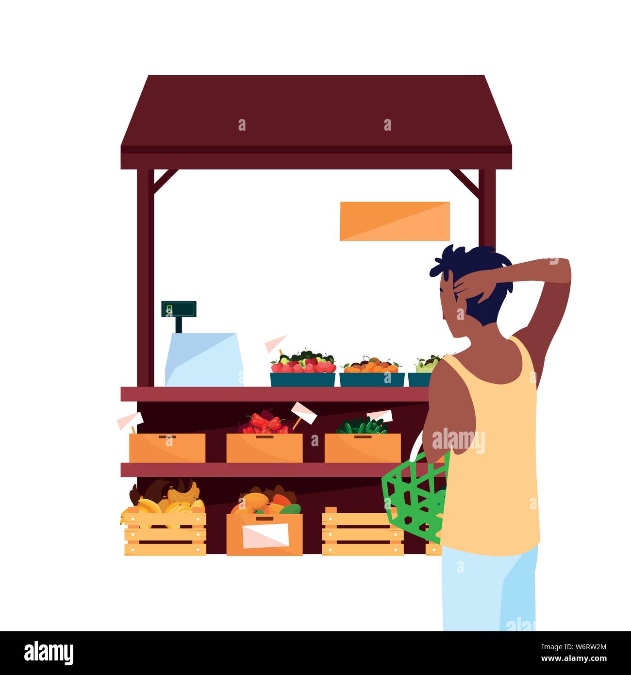 customer man farm products stand vector illustration Stock Vector Image ...