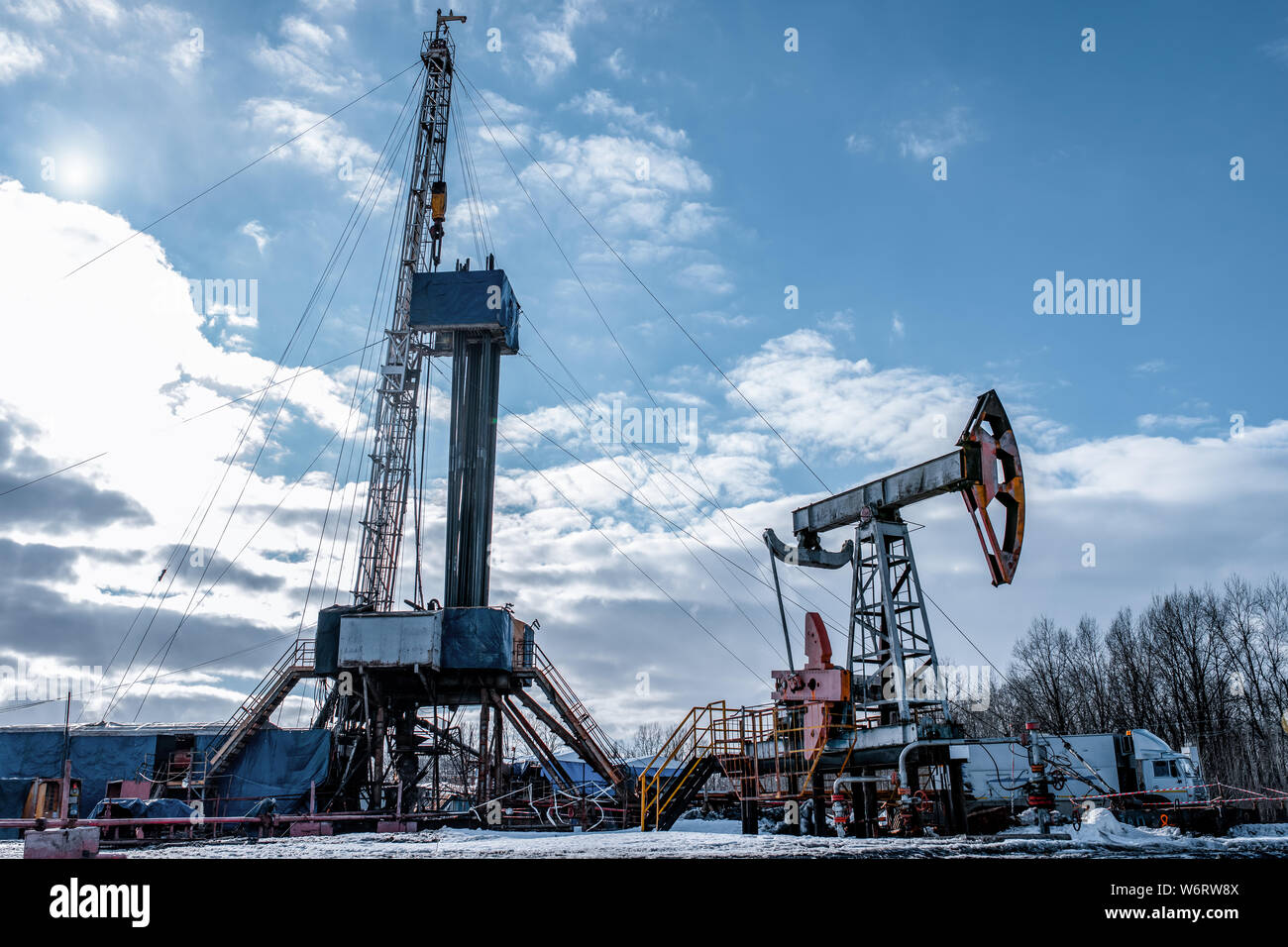 Drilling rig in oil field for drilled into subsurface in order to ...