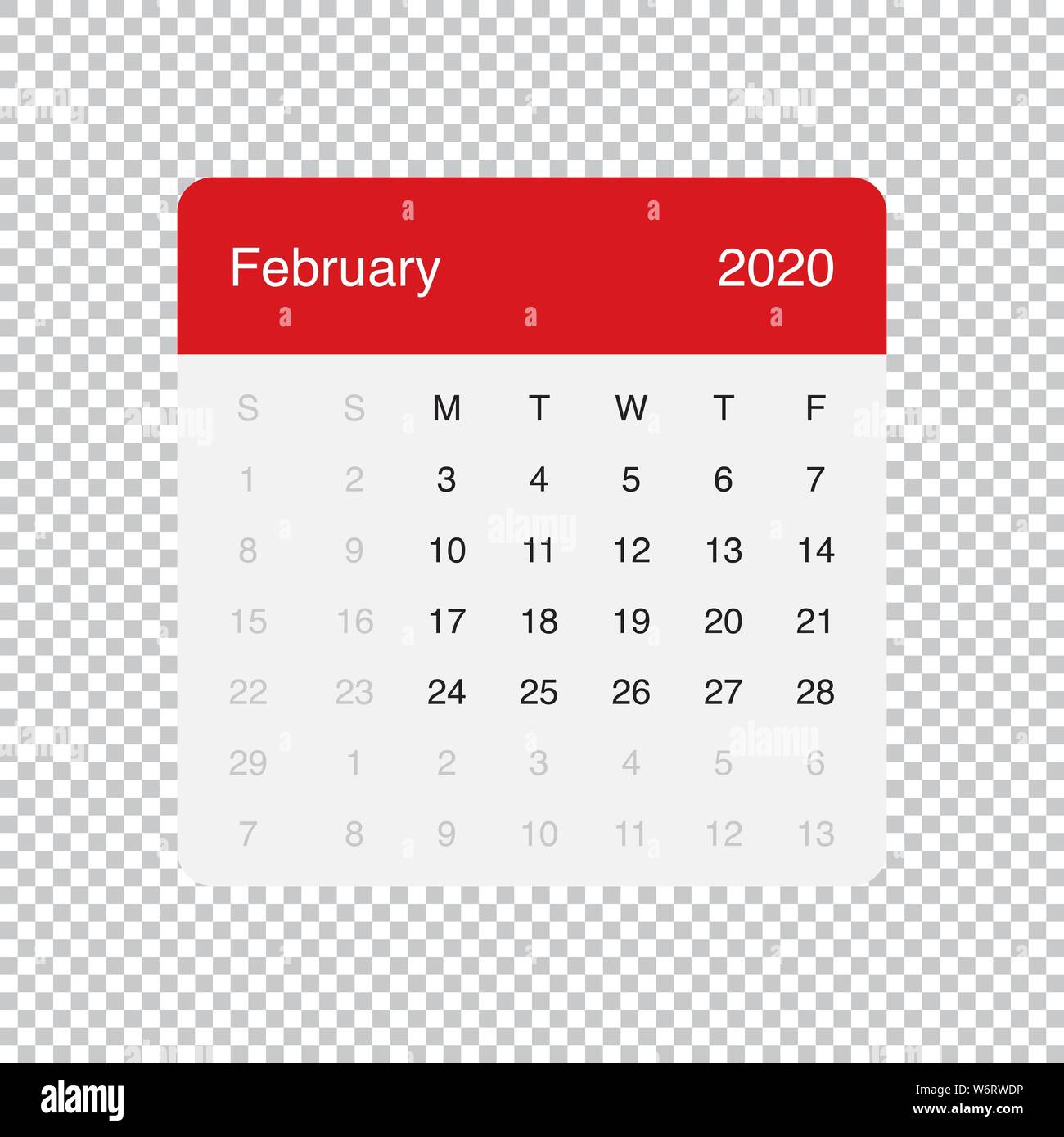 Calendar February 2020 Clean Minimal Table Simple Design. Basic Grid ...