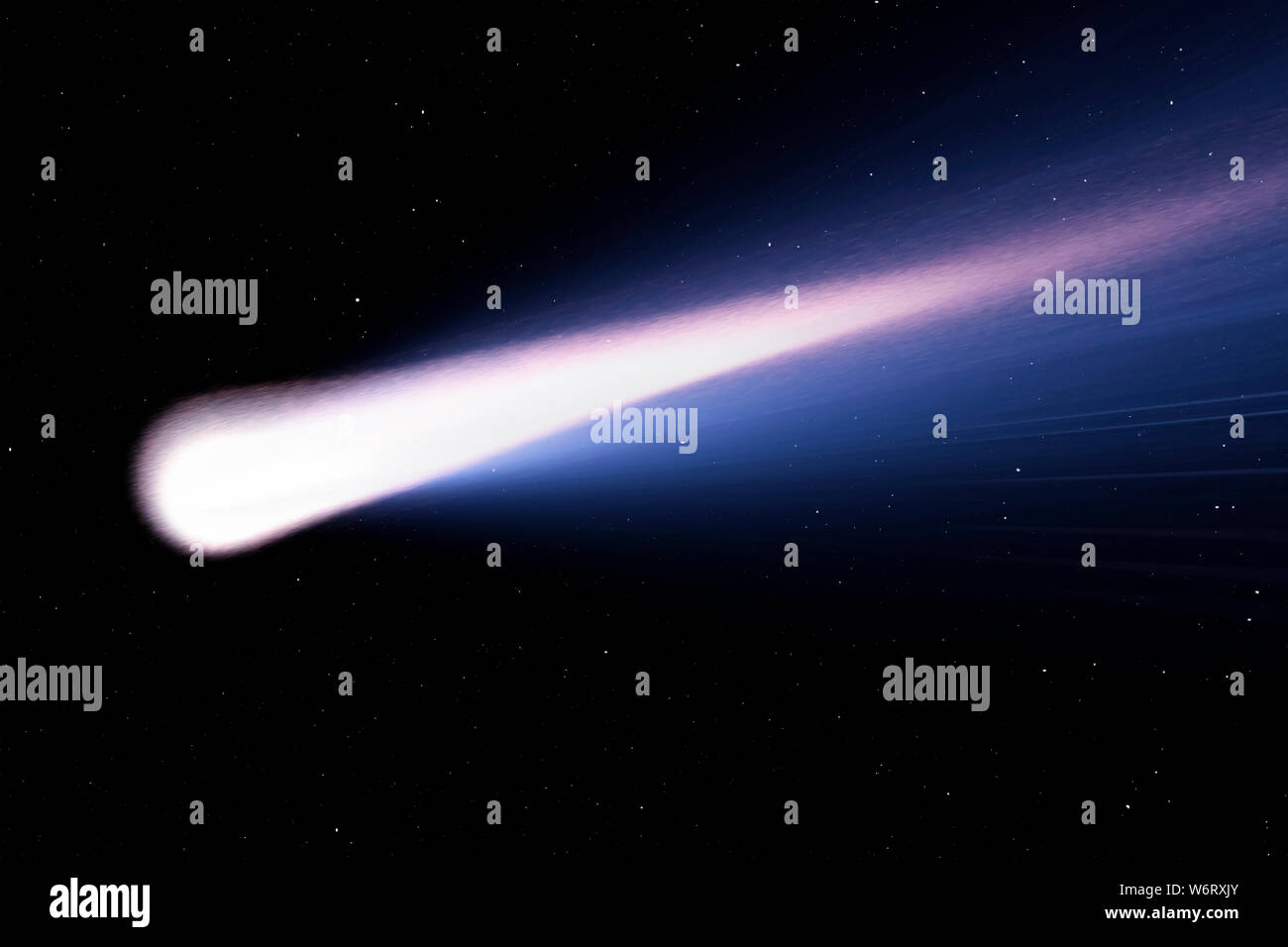 Computer illustration of a comet speeding through space Stock Photo - Alamy