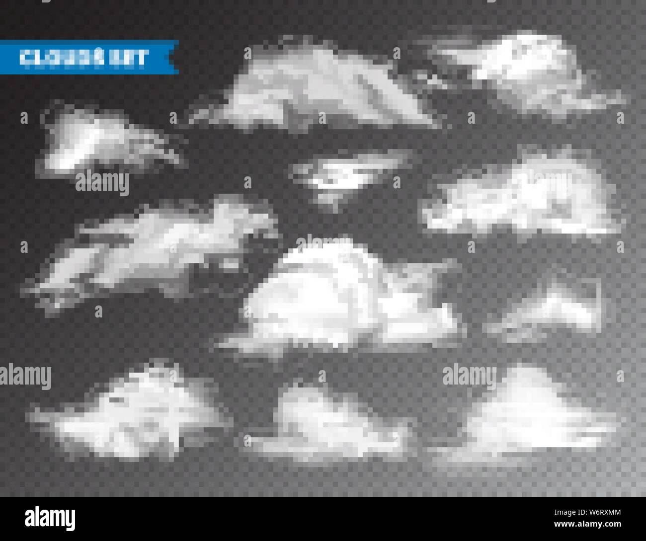 Realistic Clouds Set. Isolated Cloud on Transparent Background. Sky ...