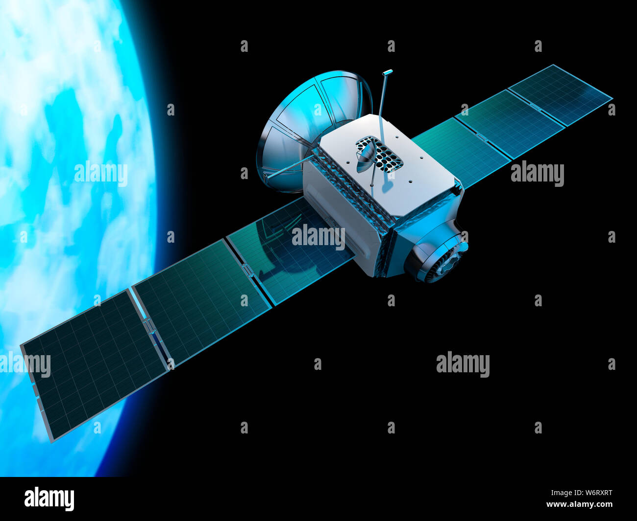 Satellite orbiting Earth, illustration Stock Photo - Alamy