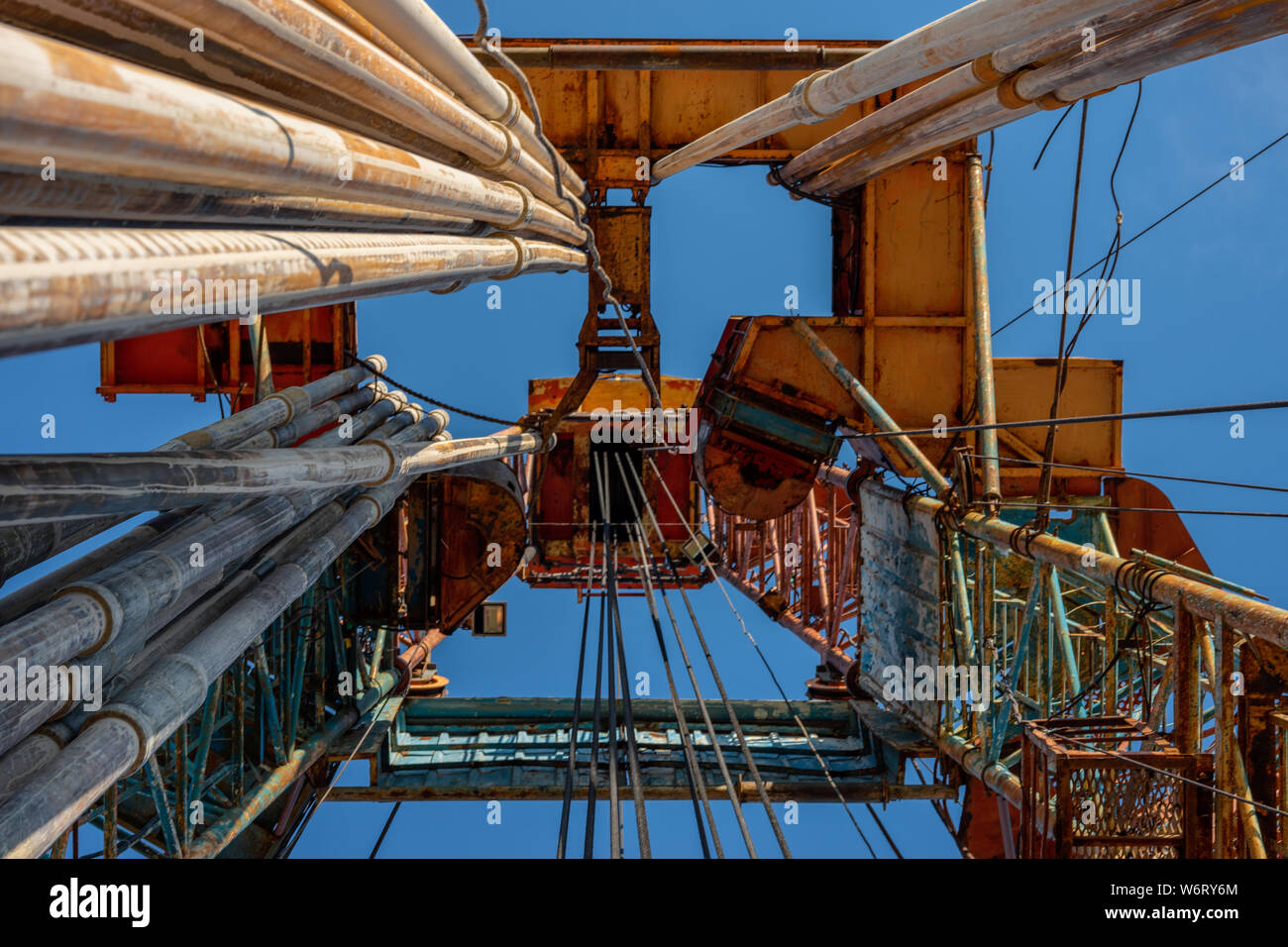 Oil drilling rig operation on the oil platform in oil and gas industry ...