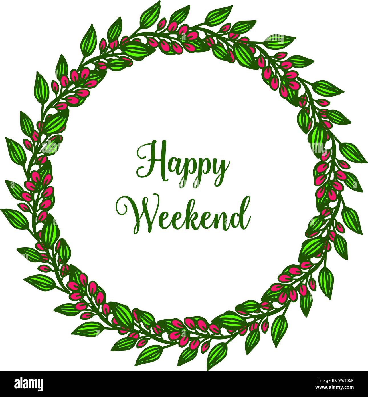 Design template happy weekend, various shape unique leaf wreath frame ...