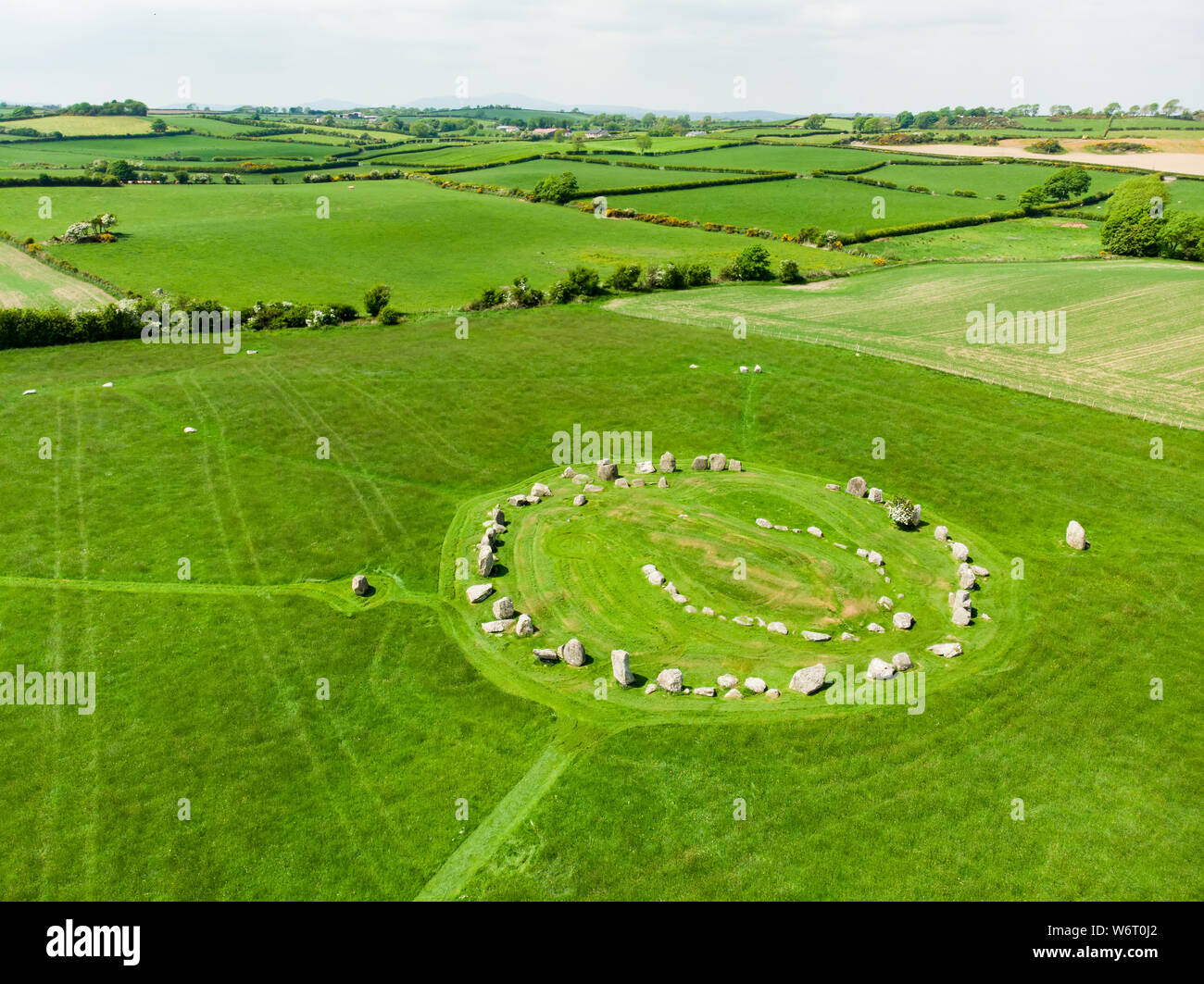 Ballynoe stone circle, a prehistoric Bronze Age burial mound surrounded ...