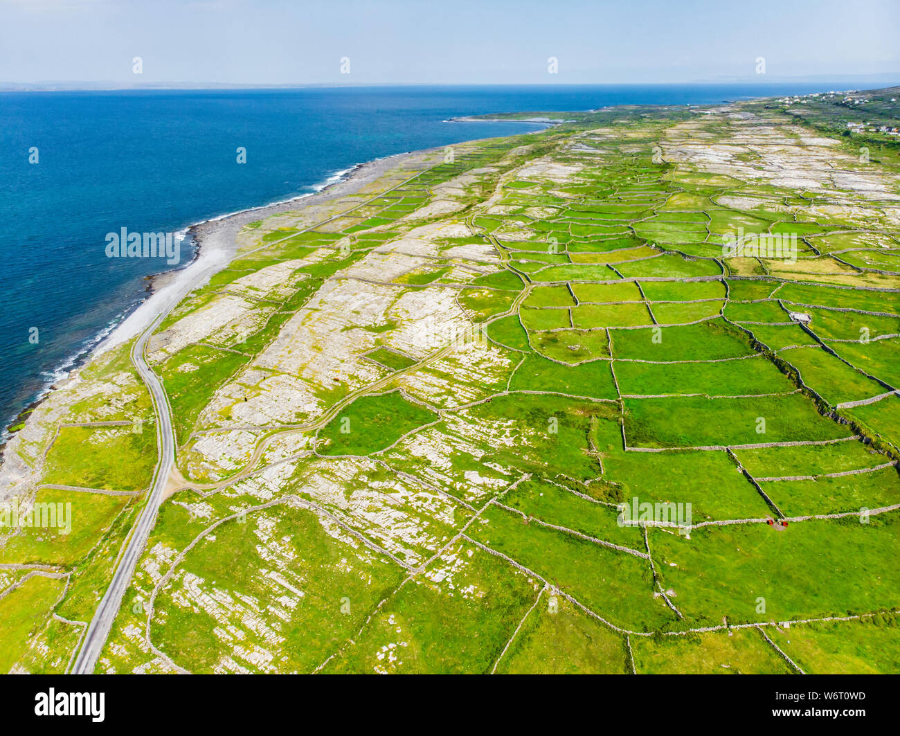 Aerial view of Inishmore or Inis Mor, the largest of the Aran Islands ...