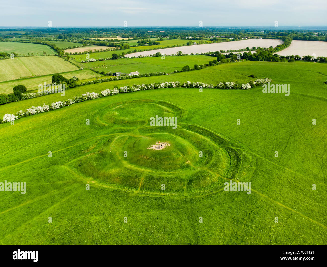 Aerial view of the Hill of Tara, an archaeological complex, containing ...