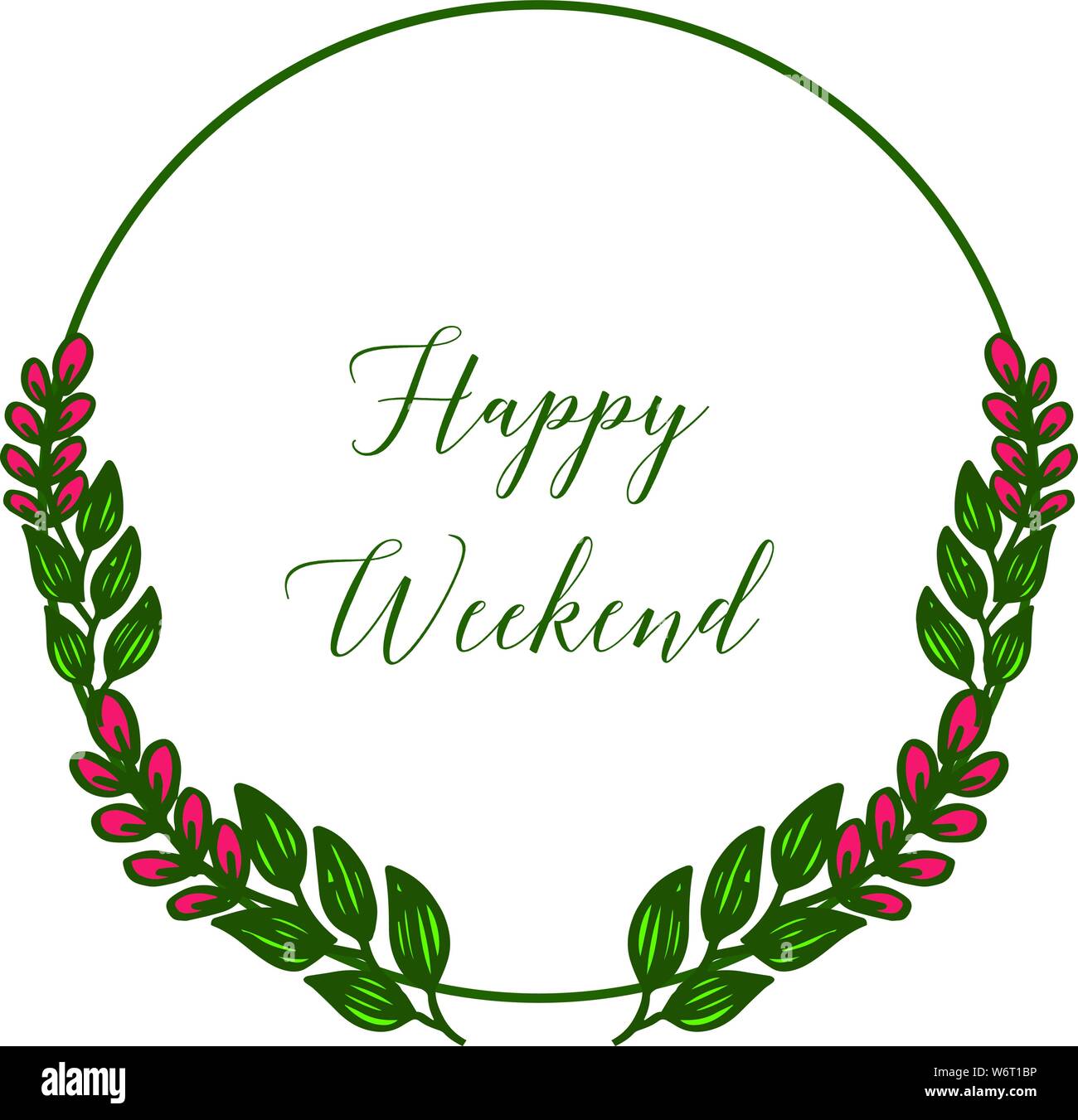 Ornate of various card happy weekend, with texture green leafy flower ...
