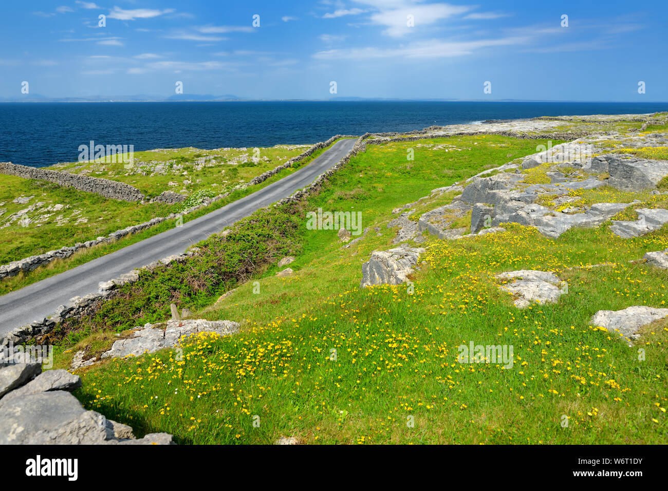 Inishmore or Inis Mor, the largest of the Aran Islands in Galway Bay ...