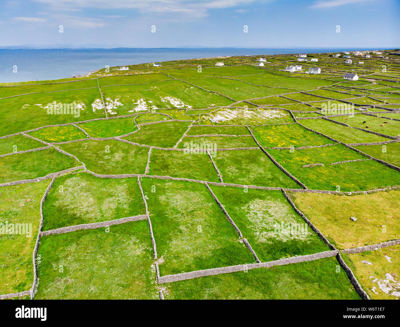 Aerial view of Inishmore or Inis Mor, the largest of the Aran Islands ...
