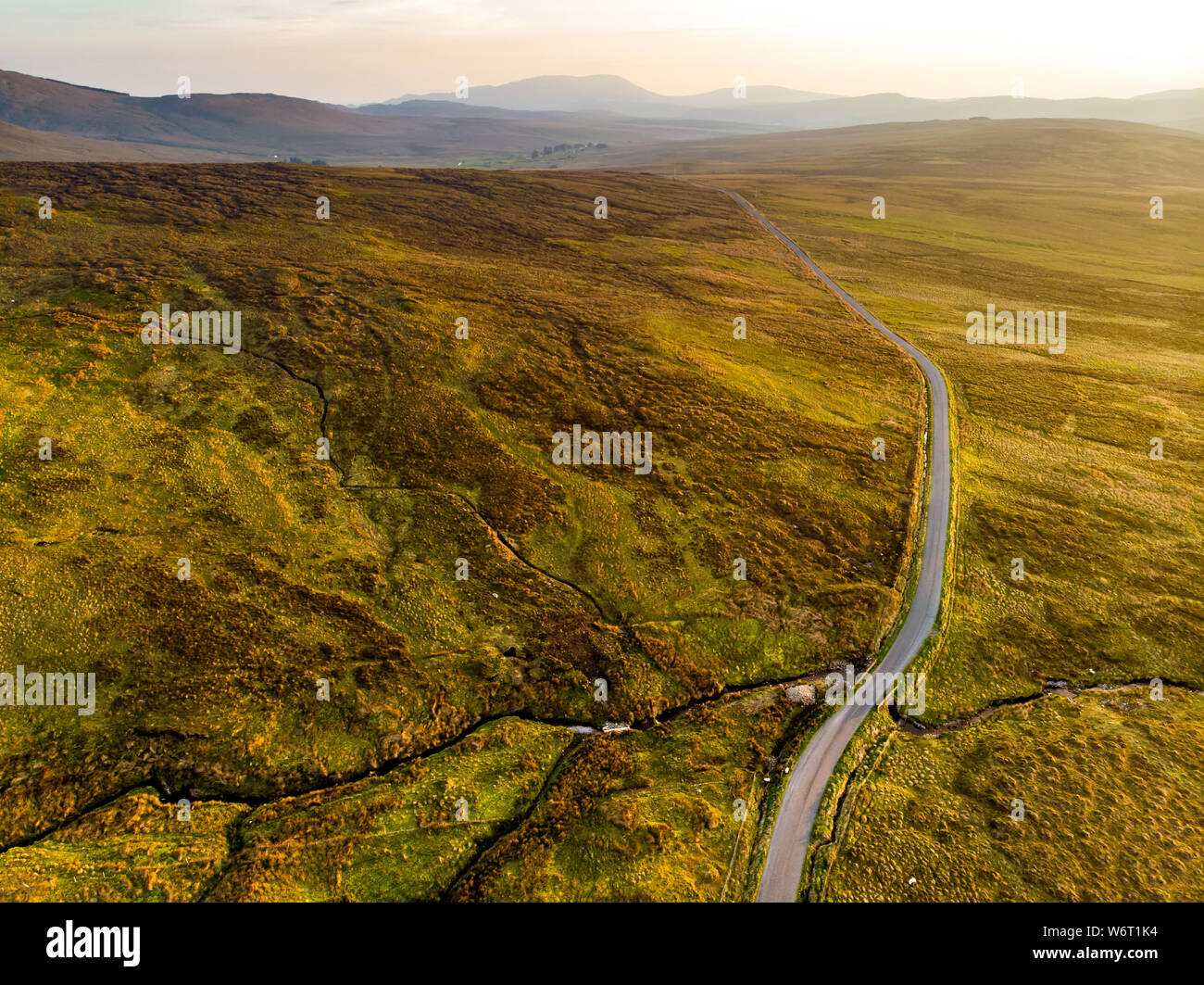 Aerial sunset view of Connemara region in Ireland. Scenic Irish ...