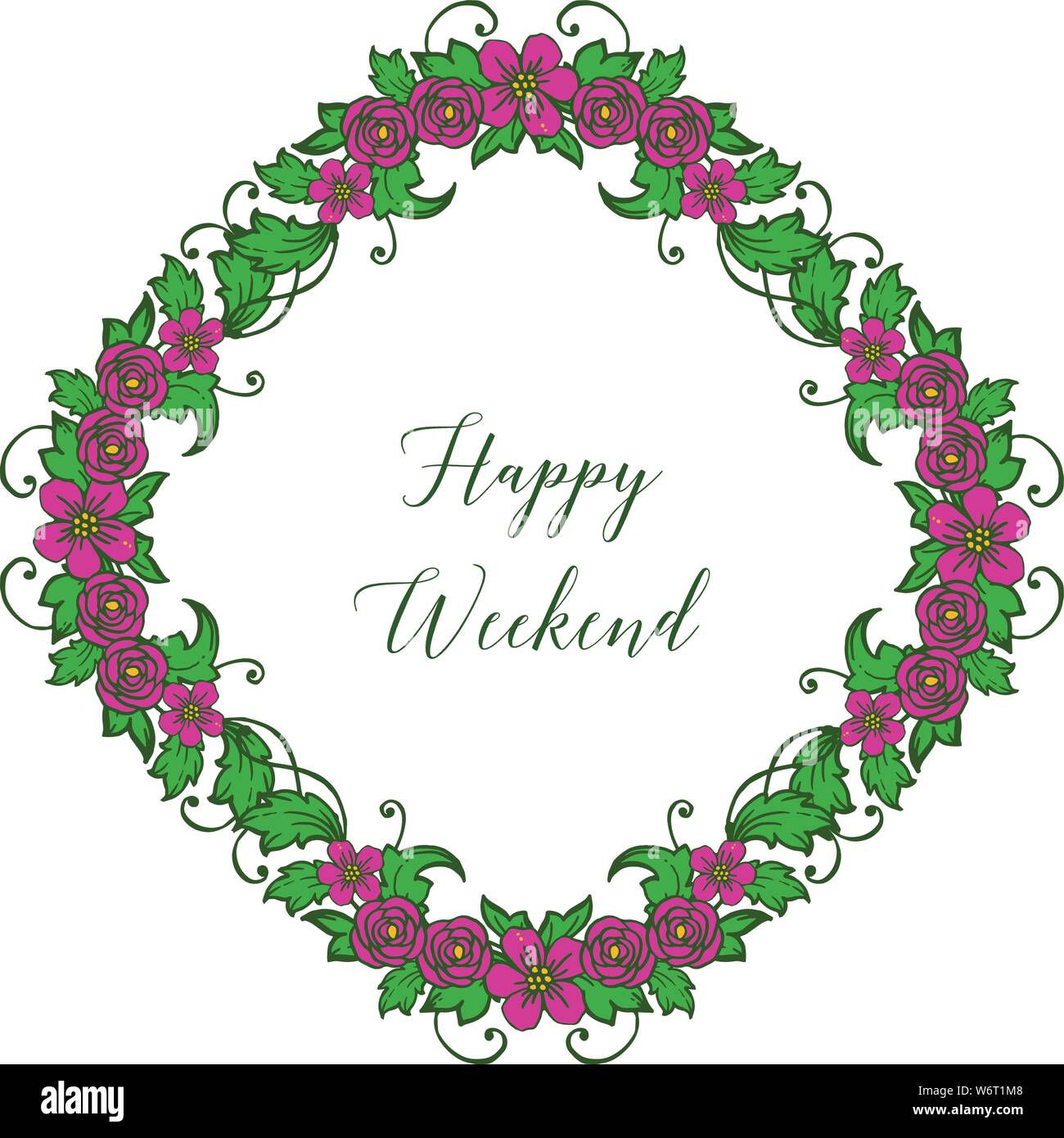 Have a nice happy weekend, various shape frame, with crowd of purple ...