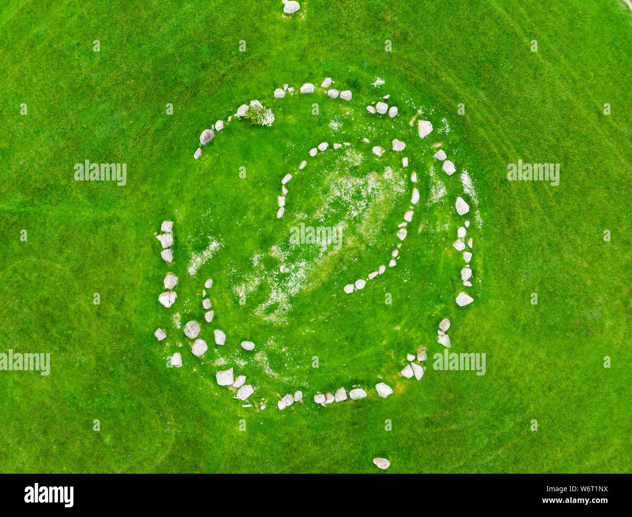 Ballynoe stone circle, a prehistoric Bronze Age burial mound surrounded ...