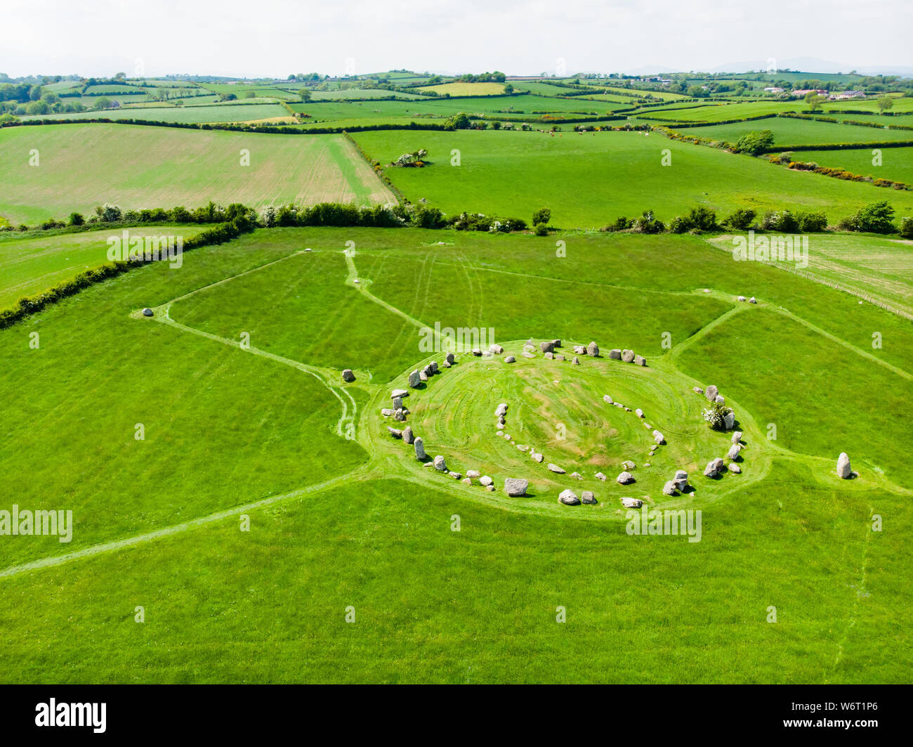 Ballynoe stone circle, a prehistoric Bronze Age burial mound surrounded ...