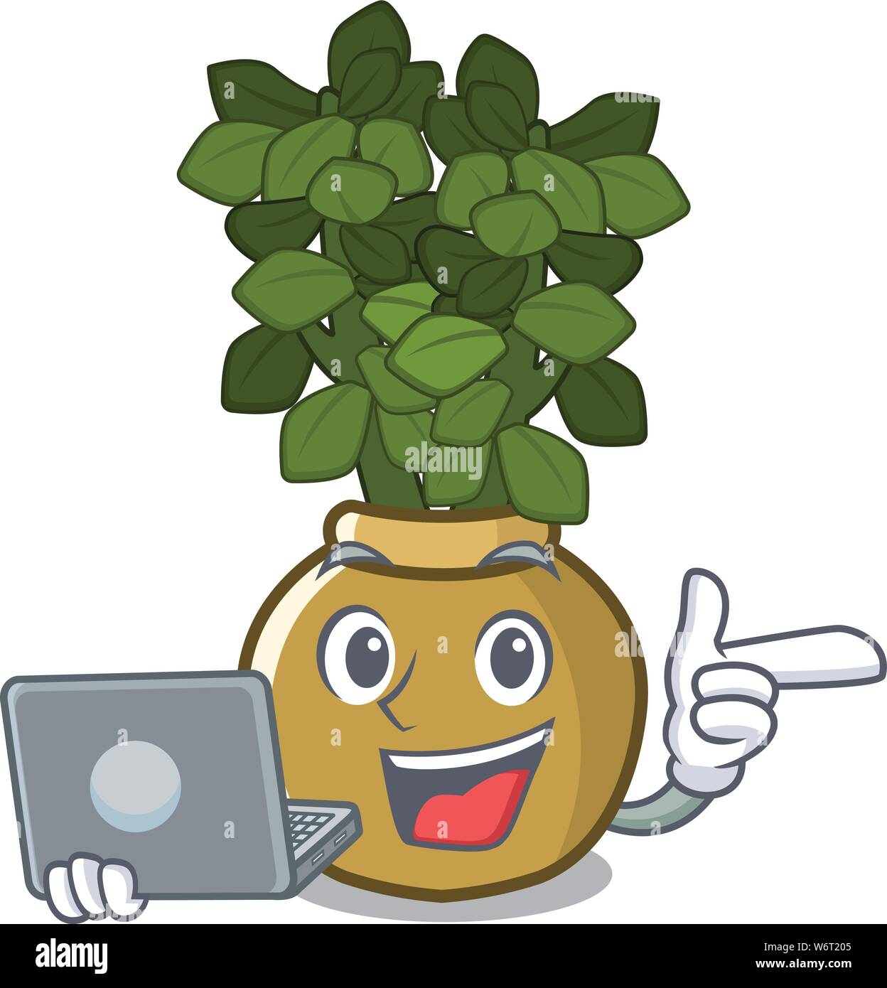 With laptop jade plant isolated with the mascot Stock Vector Image ...