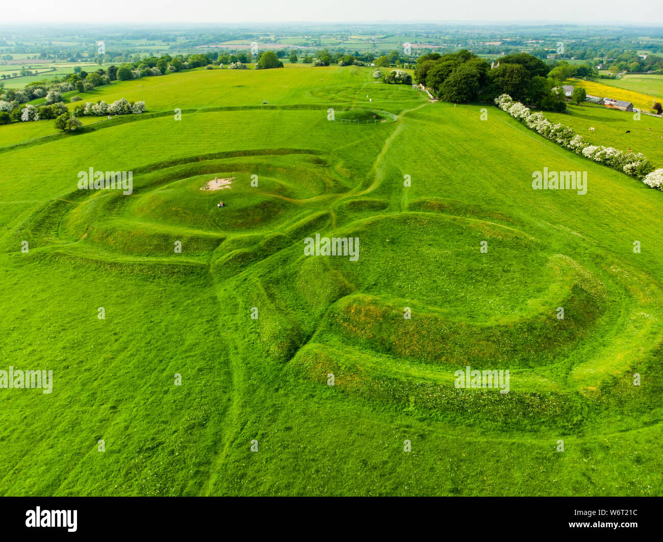 Aerial view of the Hill of Tara, an archaeological complex, containing ...