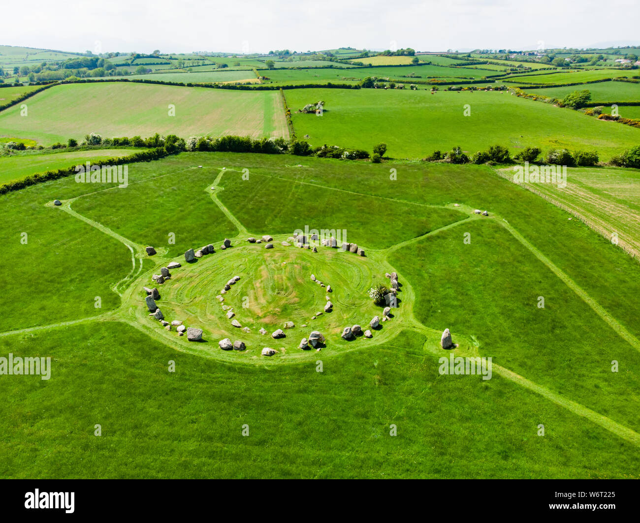 Ballynoe stone circle, a prehistoric Bronze Age burial mound surrounded ...