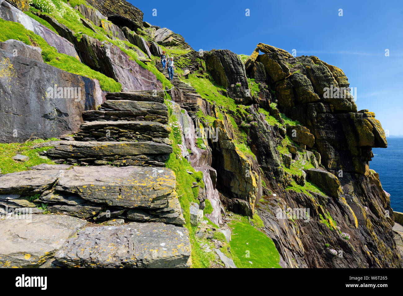 Skellig Michael or Great Skellig, home to the ruined remains of a ...