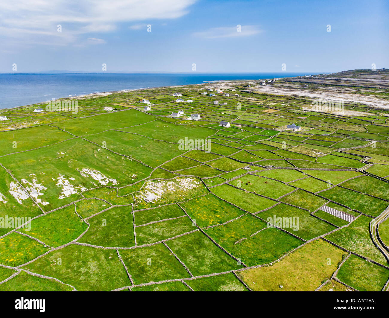 Aerial view of Inishmore or Inis Mor, the largest of the Aran Islands ...