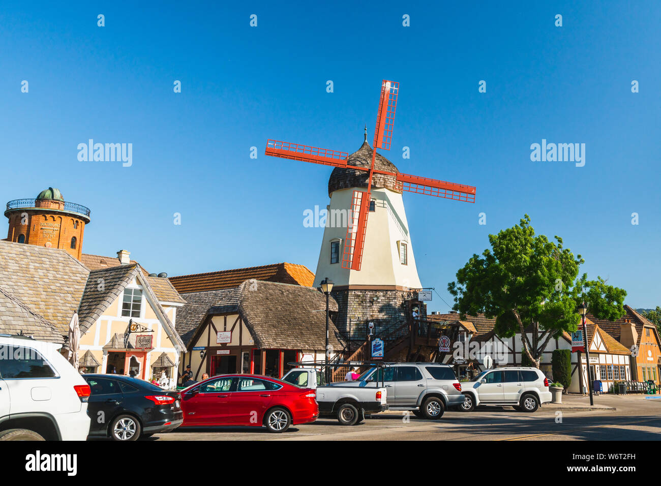Main Street and Windmill in Solvang, a City in Southern California's ...